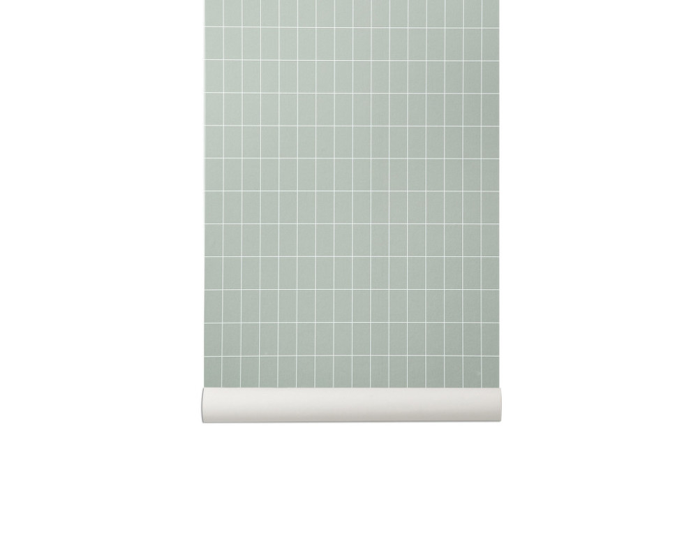 Tapeta Grid, dusty green | DesignVille